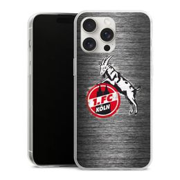 DeinDesign iPhone 15 Pro Max Handy Silikon H&uuml;lle Case transparent Handyh&uuml;lle Official Licensed Product Metallic Look 1. Fc K&ouml;ln Silikon Case