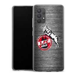 DeinDesign Galaxy A32 4G Handy Silikon H&uuml;lle Case transparent Handyh&uuml;lle Official Licensed Product Metallic Look 1. Fc K&ouml;ln Silikon Case