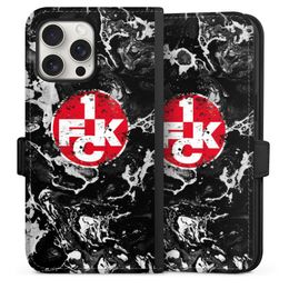 DeinDesign iPhone 15 Pro Max Handy Klapph&uuml;lle Handyh&uuml;lle aus Kunst Leder schwarz Flip Case Coat Of Arms 1. Fc Kaiserslautern Muster Sideflip mit Lasche