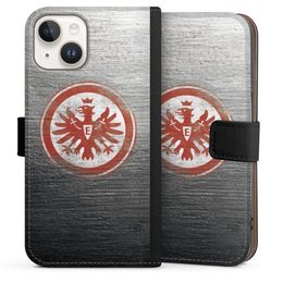 DeinDesign iPhone 14 Handy Klapph&uuml;lle Handyh&uuml;lle aus Kunst Leder schwarz Flip Case Eintracht Frankfurt Sge Logo Sideflip mit Lasche