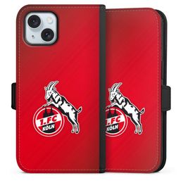 DeinDesign iPhone 15 Handy Klapph&uuml;lle Handyh&uuml;lle aus Kunst Leder schwarz Flip Case 1. Fc K&ouml;ln Effzeh Official Licensed Product Sideflip mit Lasche