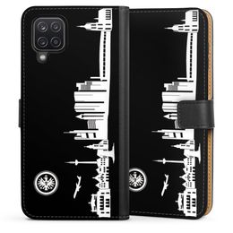 DeinDesign Galaxy A12 Handy Klapph&uuml;lle Handyh&uuml;lle aus Kunst Leder schwarz Flip Case Eintracht Frankfurt Skyline Sge Sideflip mit langer Lasche