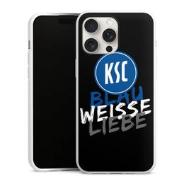 DeinDesign iPhone 15 Pro Max Handy Silikon H&uuml;lle Case wei&szlig; Handyh&uuml;lle Ksc Karlsruher Sc Official Licensed Product Silikon Case