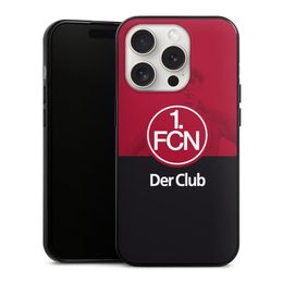 DeinDesign iPhone 15 Pro Handy Slim Case extra d&uuml;nn Silikon Handyh&uuml;lle schwarz H&uuml;lle Official Licensed Product Der Club 1. Fc N&uuml;rnberg Silikon Slim Case