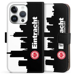 DeinDesign iPhone 14 Pro Handy Klapph&uuml;lle Handyh&uuml;lle aus Kunst Leder schwarz Flip Case Eintracht Frankfurt Sge Official Licensed Product Sideflip mit langer 