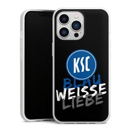 DeinDesign iPhone 13 Pro Handy Silikon H&uuml;lle Case wei&szlig; Handyh&uuml;lle Ksc Karlsruher Sc Official Licensed Product Silikon Case