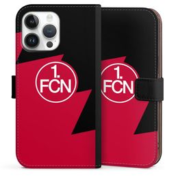 DeinDesign iPhone 14 Pro Max Handy Klapph&uuml;lle Handyh&uuml;lle aus Kunst Leder schwarz Flip Case 1. Fcn 1. Fc N&uuml;rnberg Merchandise Sideflip mit Lasche