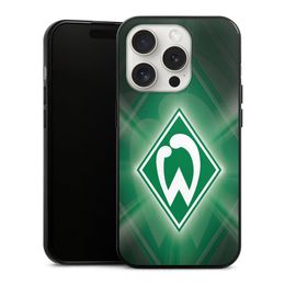 DeinDesign iPhone 15 Pro Handy Slim Case extra d&uuml;nn Silikon Handyh&uuml;lle schwarz H&uuml;lle Sv Werder Bremen Coat Of Arms Official Licensed Product Silikon Slim Case