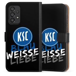 DeinDesign Galaxy A33 5G Handy Klapph&uuml;lle Handyh&uuml;lle aus Kunst Leder schwarz Flip Case Ksc Official Licensed Product Karlsruher Sc Sideflip mit langer Lasche