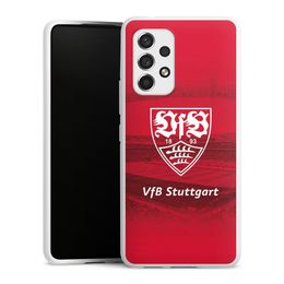 DeinDesign Galaxy A53 5G Handy Silikon H&uuml;lle Case wei&szlig; Handyh&uuml;lle Stadium Vfb Stuttgart Official Licensed Product Silikon Case