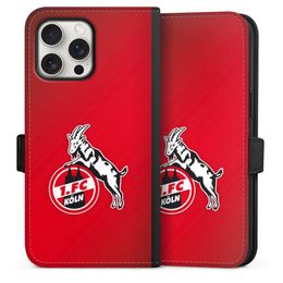 DeinDesign iPhone 15 Pro Max Handy Klapph&uuml;lle Handyh&uuml;lle aus Kunst Leder schwarz Flip Case 1. Fc K&ouml;ln Effzeh Official Licensed Product Sideflip mit Lasche