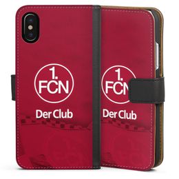 DeinDesign iPhone X Handy Klapph&uuml;lle Handyh&uuml;lle aus Kunst Leder schwarz Flip Case Official Licensed Product 1. Fc N&uuml;rnberg Bundesliga Sideflip mit langer Lasche