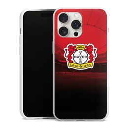 DeinDesign iPhone 15 Pro Max Handy Silikon H&uuml;lle Case wei&szlig; Handyh&uuml;lle Bayer 04 Leverkusen Official Licensed Product Stadium Silikon Case