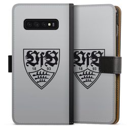 DeinDesign Galaxy S10 Plus Handy Klapph&uuml;lle Handyh&uuml;lle aus Kunst Leder schwarz Flip Case Logo Official Licensed Product Vfb Stuttgart Sideflip mit Lasche