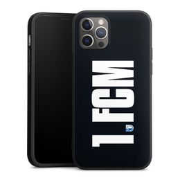 DeinDesign iPhone 12 Pro Handy Premium Silikon H&uuml;lle Handyh&uuml;lle schwarz Case 1. Fcm 1. Fc Magdeburg Official Licensed Product Silikon Premium Case