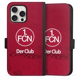 DeinDesign iPhone 15 Pro Max Handy Klapph&uuml;lle Handyh&uuml;lle aus Kunst Leder schwarz Flip Case Official Licensed Product 1. Fc N&uuml;rnberg Bundesliga Sideflip mit 