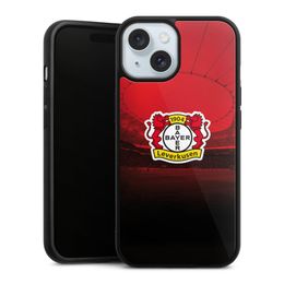 DeinDesign iPhone 15 Handy Gallery Case Handyh&uuml;lle 9H Geh&auml;rtetes Glas R&uuml;ckseite H&uuml;lle Bayer 04 Leverkusen Official Licensed Product Stadium Gallery Case