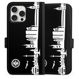 DeinDesign iPhone 15 Pro Max Handy Klapph&uuml;lle Handyh&uuml;lle aus Kunst Leder schwarz Flip Case Eintracht Frankfurt Sge Skyline Sideflip mit Lasche
