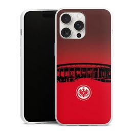 DeinDesign iPhone 15 Pro Max Handy Silikon H&uuml;lle Case wei&szlig; Handyh&uuml;lle Official Licensed Product Eintracht Frankfurt Stadium Silikon Case
