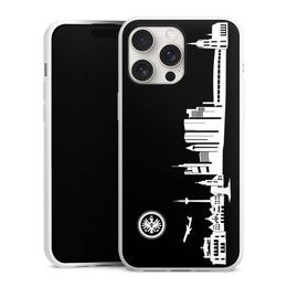 DeinDesign iPhone 15 Pro Max Handy Silikon H&uuml;lle Case wei&szlig; Handyh&uuml;lle Eintracht Frankfurt Sge Skyline Silikon Case