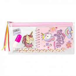 Sarcia.eu Federtasche Einhorn Schulset für Mädchen, Federmäppchen mit Zubehör
