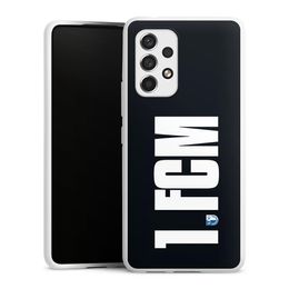 DeinDesign Galaxy A53 5G Handy Silikon H&uuml;lle Case wei&szlig; Handyh&uuml;lle Official Licensed Product 1. Fcm 1. Fc Magdeburg Silikon Case