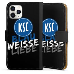 DeinDesign iPhone 11 Pro Handy Klapph&uuml;lle Handyh&uuml;lle aus Kunst Leder schwarz Flip Case Ksc Karlsruher Sc Official Licensed Product Sideflip mit Lasche
