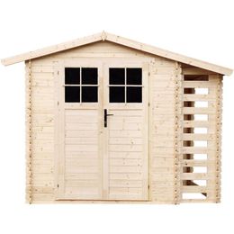 Gartenhaus mit Brennholzregal aus Holz 4,47 m2 - Gartenschuppen Holz, Hochwertige abschließbare Tür – B206xL272xH218 cm Timbela M386