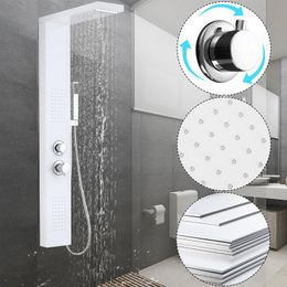 Regendusche System Edelstahl Gebürstet Duschpaneel Wandmontage Duschset Handbrause Luxus Duscharmatur Set für Bad (Weiß) - Froadp