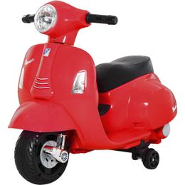 HOMCOM - vespa Elektromotorrad Kindermotorrad Elektrofahrzeug 18-36 Monate 3 km/h LED-Licht Sound PP-kunststoff Metall Rot 66,5 x 38 x 52 cm - Rot