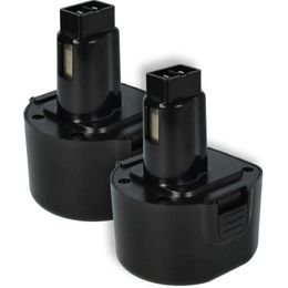 2x Akku kompatibel mit Black & Decker HP231, HP9060, HP9096K, HP96K, KC96CE, KC2000FK, PS310 Elektrowerkzeug (1500 mAh, NiMH, 9,6 v) - vhbw