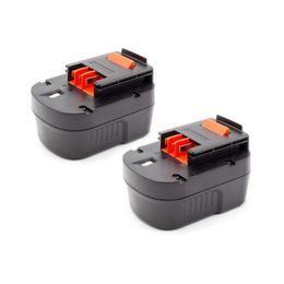 vhbw 2x Akku Ersatz für Black & Decker A12, A12-XJ, A12EX, A1712, BD1204L, BPT1047 für Elektrowerkzeug (1500mAh NiMH 12 V)