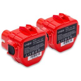 2x Akku kompatibel mit Makita 6270DWE, 6270DWPE, 6271D, 6271DWAE, 6271DWAET2, 6271DWALE, 6271DWE Elektrowerkzeug (1500mAh NiMH 12V) - vhbw