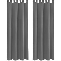 Bestlivings 2er Set Dekoschal mit Schlaufe, inkl. Raffhalter & Haken, dunkelgrau in 140x175 cm - Anthrazit