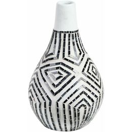 Beliani Vase Terrakotta dekorative Vase Schwarz und Weiß Steingut natürlicher Stil Wohndekoration für getrocknete Blumen - Schwarz