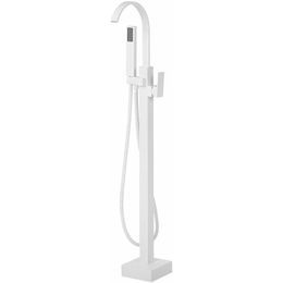 Beliani - Armatur Freistehend Weiß Messing Zink Wannenmischer/ Exklusive freistehende Badewannenarmatur Modernes Design - Weiß