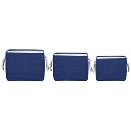 Beliani - Aufbewahrungskorb 3er Set Marineblau Stoff Rechteckig Handgemacht mit Griffen aus Baumwolle Modern Accessoires Deko Bad Schlafzimmer