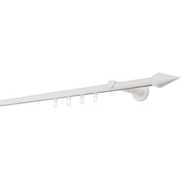 ONDECO - Gardinenstange auf Maß Innenlauf 20mm Kegel 1-lauf Vorhangstange Wandträger 12cm Stilgarnitur Gleiter für Vorhänge - Weiß - 150cm
