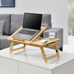 [en.casa] - Bambus Laptoptisch Trysil 55x35x28cm Bambus