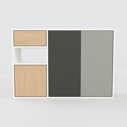 MYCS Sideboard Graphitgrau - Sideboard: Schubladen in Eiche & Türen in Eiche - Hochwertige Materialien - 115 x 79 x 34 cm, konfigurierbar