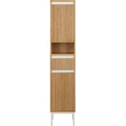 Andas Hochschrank Falun Badmöbel, Badezimmerschrank mit Rille, Breite 35 cm, beige