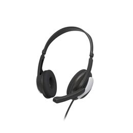 Hama PC-Office-Headset "HS-P100 V2", Stereo, Schwarz, Headset PC-Headset (Empfindlichkeit Kopfhörer&Mikrofon: 95 dB +/- 3 dB & -42 dB +/- 3 dB), schwarz