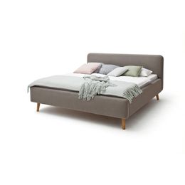 Meise Möbel Meise Möbel Mattis Polsterbett mit Bettkasten Holzfuß Kopfteil glatt 180x200 cm Taupe Holz