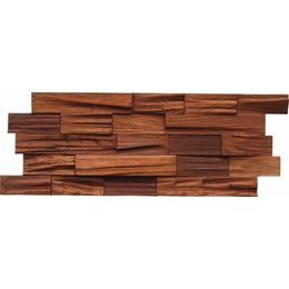 Wandpaneel Muster Indo Echtholzpaneel Axewood Bangkirai, BxL: 20x50 cm, 0,1 qm, (Packung, 1-tlg) schallreduzierende Wandverkleidung mit 3D-Effekt, braun