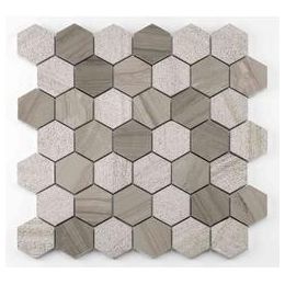 Mosaikfliese Marmor Hexagon 30 x 30 cm taupe-mix Steingröße: ca. 4,8 x 5,5 cm
