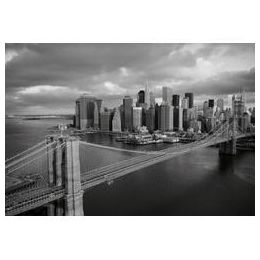 papermoon Vlies- Fototapete Digitaldruck 350 x 260 cm Brooklyn Bridge black/wh