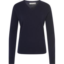 GALERIA Seide-Cashmere Pullover, V-Ausschnitt, Rippbündchen, für Damen, blau, 40