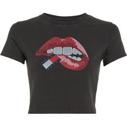 Tommy Jeans T-Shirt, cropped, Motiv-Print, für Damen, schwarz, M