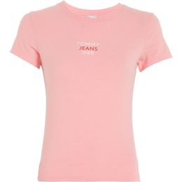 Tommy Jeans T-Shirt, Logo-Print, tailliert, für Damen, pink, S