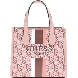 Guess Henkeltasche, Druckknopf, Logo-Muster, für Damen, rosa